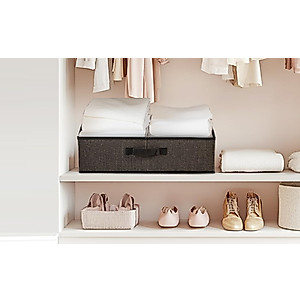 DAYARD Fabric Bins [3-Pack], Trapezoid Storage Bins with Handles, Foldable Baskets Storage Boxes for Shelves, Closet, Bookshelf, Organizer Containers, 20 x 11 x 8 inch Coffee