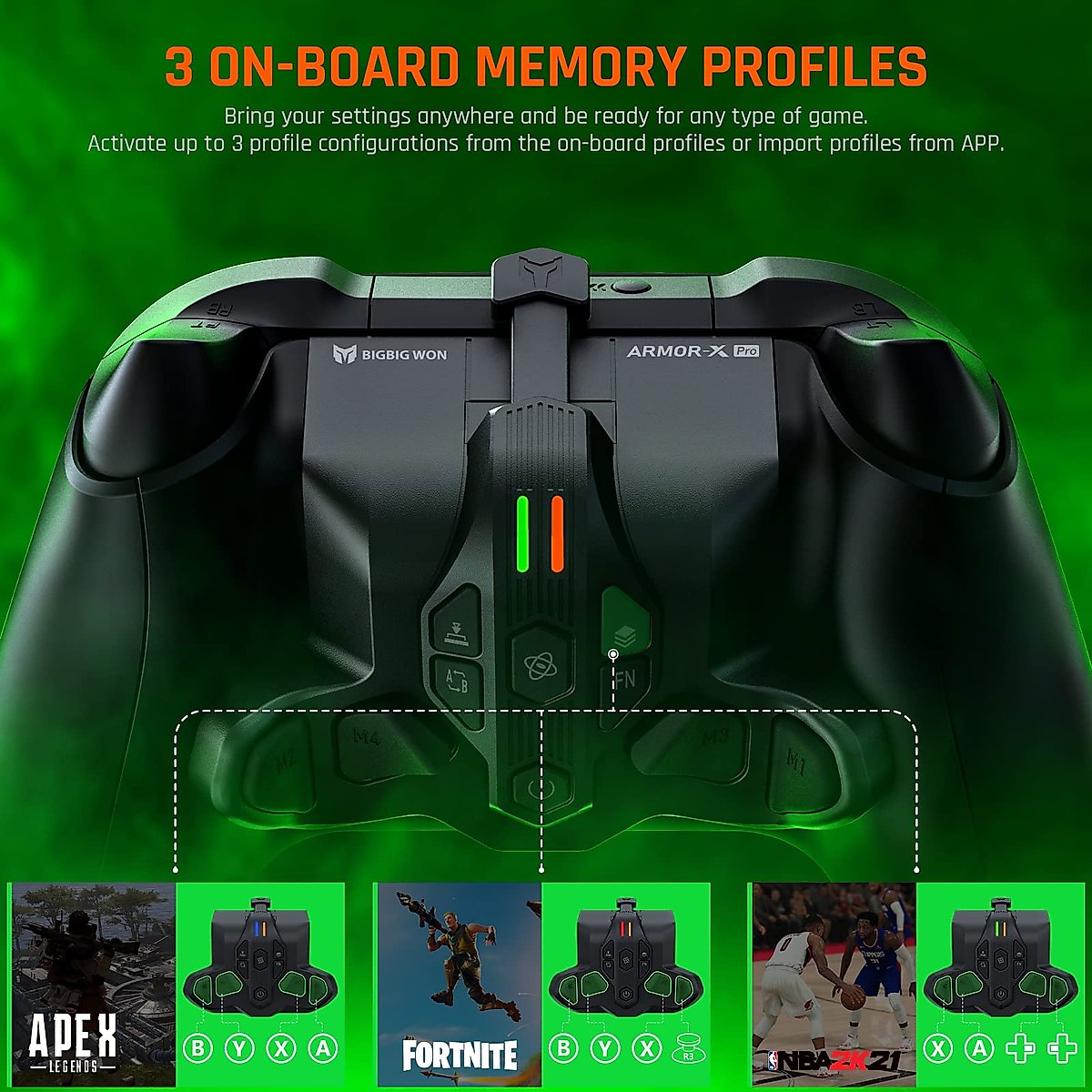 BIGBIG WON Controller Paddles, ARMOR-X Pro for Xbox Series Playing on Xbox Series X|S/Xbox One/Switch/Win, 6 Axis Gyro Motion Aim|Turbo Wireless Back Button Attachment for Xbox Series X|S Controller