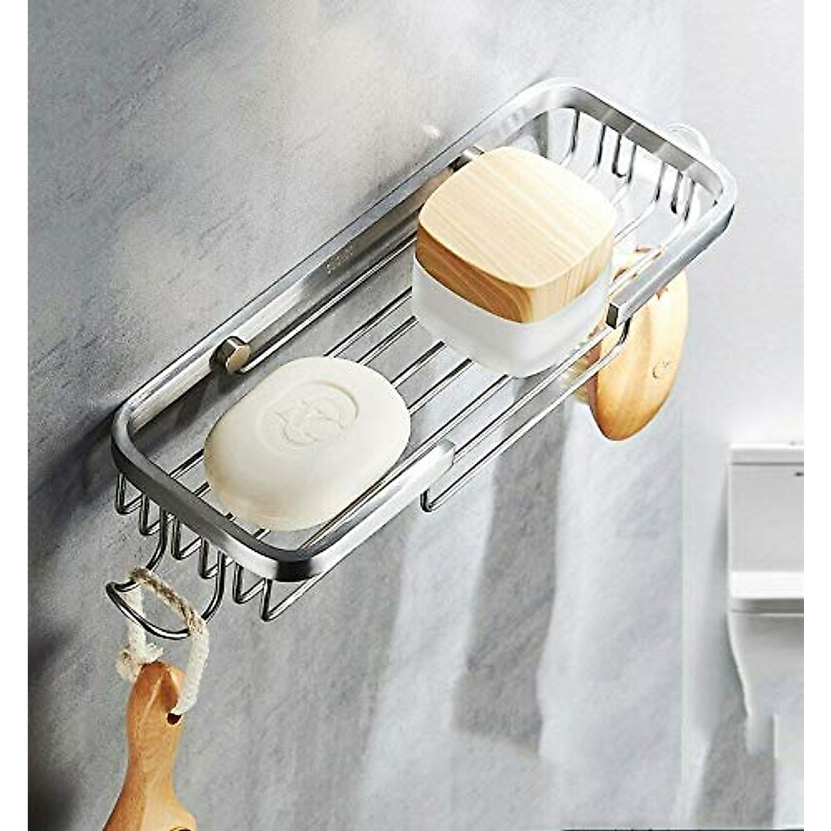 housebest Wall Mounted Brushed Nickel Shower Caddy Bath Organizer Storage Basket Soap Dish Holder Hooks Stainless Steel Shampoo, Conditioner Bathroom Accessories