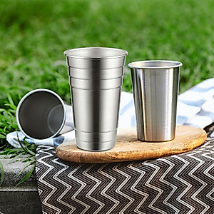MEWAY Premium Stainless Steel Cups 24 oz Pint Cup Tumbler (12 Pack) - Premium Metal Cups - Stackable Durable Cup，Chilling Beer Glasses, for Travel, Outdoor, Camping, Everyday