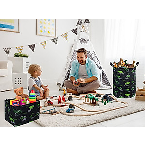 Essme Rectangular Dinosaur Basket,Dinosaur Bins for Boys with Handles for Boys Room Decor,Kids Basket for Kids,Gift Basket.(dinosaur decor)