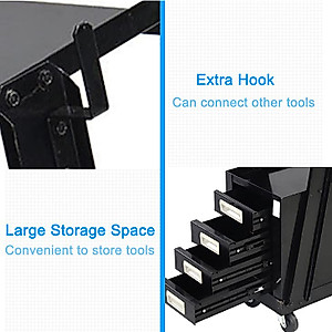 Henf Welding Cart, Rolling Welding Cart, Heavy Duty Wheels Steel Welding Trolley with 2 Safety Chains and Tank Storage, Welding Carts for MIG/TIG Welder and Plasma Cutter (With 4 Drawers)