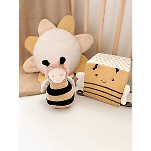 MON AMI Honey Bee Soft Baby Rattle Toy for Ages 6 Months+, 7” Plush Stuffed Animal Rattle Toys for Infants & Toddlers - Baby Rattle with Sound