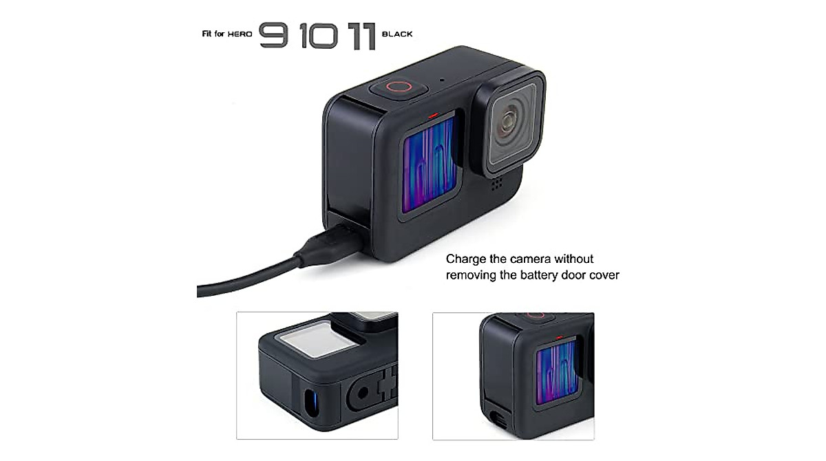 GoPro Hero 9 10 11 Black Aluminum Battery Door | Charge & Mic