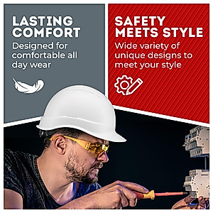 ACERPAL Cap Style Non-Vented White Solid Color OSHA Hard Hat with 6 Point Suspension