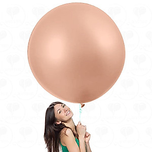 AFTERLOON® Biodegradable Balloons 6 pcs 36 Inch Orb Perfect Round Giant Extra Large Rose Gold, Thickened Strong Natural Latex Jumbo XL Big Helium Float, Baby Gender Reveal Birthday Party Decorations