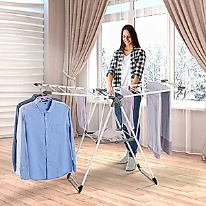 YUBELLES 53.54 * 20.28 * 36.02in Clothes Drying Rack, Gullwing Space-Saving Laundry Rack, Space Saving Laundry Drying Rack, Easy Storage Laundry Indoor and Outdoor Use