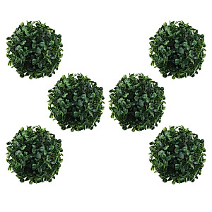 ARTIBETTER 6pcs 10cm Artificial Boxwood Ball Topiary Plants Round for Home Wedding Party Decor Garden Front Patio Planter Deck Backyard Indoor Outdoor Decor Green
