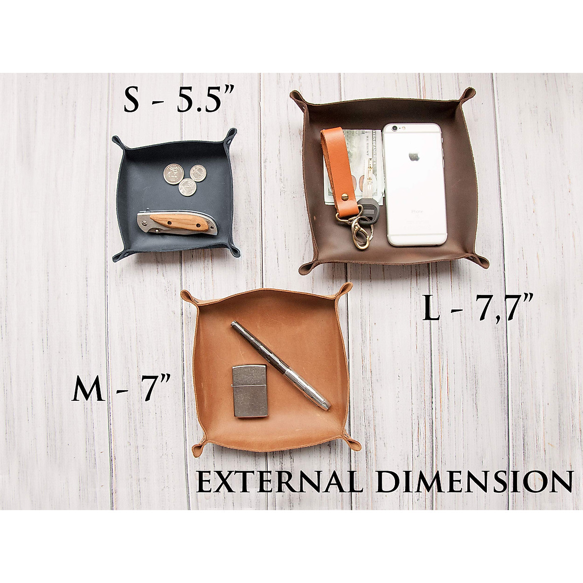 Customized Leather Valet Tray Monogrammed Valet Tray Catch All Leather Gift for Men Christmas Gift for Him Engraved Leather Tray Personalized Leather Desk Organizer Work from Home Gift