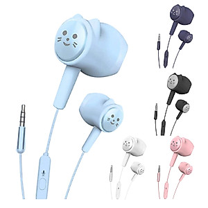 Gaweb Earphones, Sports Headphone Cute Cats Shape Durable Plastic Wired Games Headset for Outdoor - Blue, (2533725-Gaweb-1)