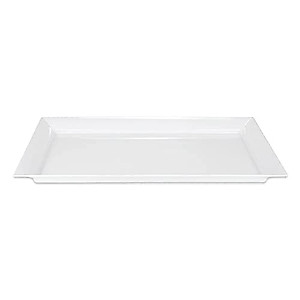 G.E.T. ML-242-W White 28" x 16" Rectangular Tray, Break Resistant Dishwasher Safe Melamine Plastic, Siciliano Collection