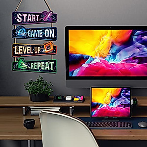 KAIRNE Video Gamer Room Sign,Gaming room Decor For Boys Room set of 4(12x4inch) Gamer Room Accessories,Inspirational Fashion Gaming Posters Door Sign for Teenage Boy Man Cave Gaming Room Decor