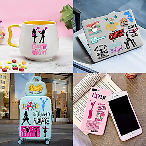 96 PCS Cheer Cheerleader Stickers Cheerleading Birthday Party Decorations Pom Pom Favors Supplies Team Spirit Tattoos Decor for Kids Boys Girls Gifts Classroom School Prizes Rewards
