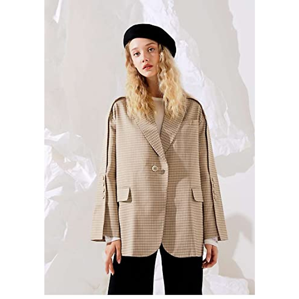 Women French Wool Beret Hats - Solid Color Classic Beanie Winter Cap (Black)