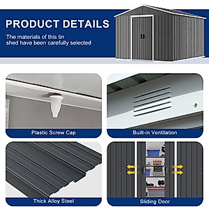 WELYAS Outdoor Storage Shed 5.3x3.2FT, Metal Outside Sheds Storage with Double Lockable Doors & Air Vent, Small Tool Sheds House for Patio Garden Lawn Backyard to Store Bikes,Lawnmower,Garage, Brown