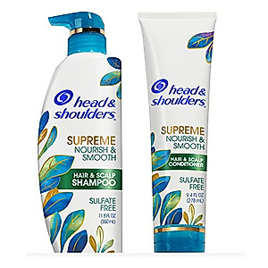 Head & Shoulders Supreme Anti Dandruff Shampoo and Conditioner Set, Sulfate Free, Argan & Jojoba Oil, For Dry Scalp, Nourishes & Smooths, Safe for Color Treated Hair, 11.8 & 9.4 Fl Oz