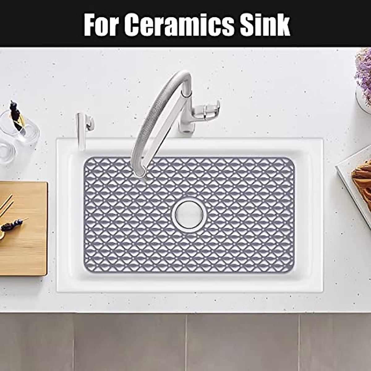 JUSTOGO Sink Protectors for Kitchen Sink, Center Drain Kitchen Sink Protector Grid Accessory 28.3''x 15.6'', Folding Sink Mats Grates for Bottom of Farmhouse Stainless Steel Porcelain Sink (1 PCS)