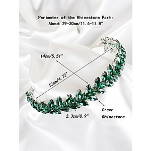 Brihasory Green Rhinestone Headband Wedding Hair Accessories for Brides Tiaras for Women and Girls Goddess Costume Hair Decoration Party Prom Bridesmaid Gifts