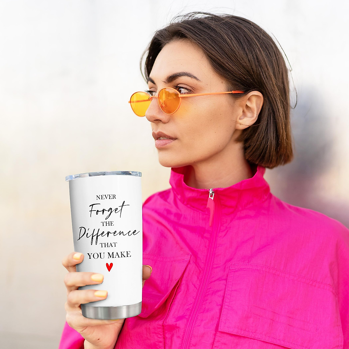 Pudmaple Thank You Gifts for Women/Men, Teacher/Employee Appreciation Gifts, Retirement Gift for Woman, Chaos Coordinator Farewell Gift for Coworkers, Never Forget The Difference You Make Tumbler 20oz