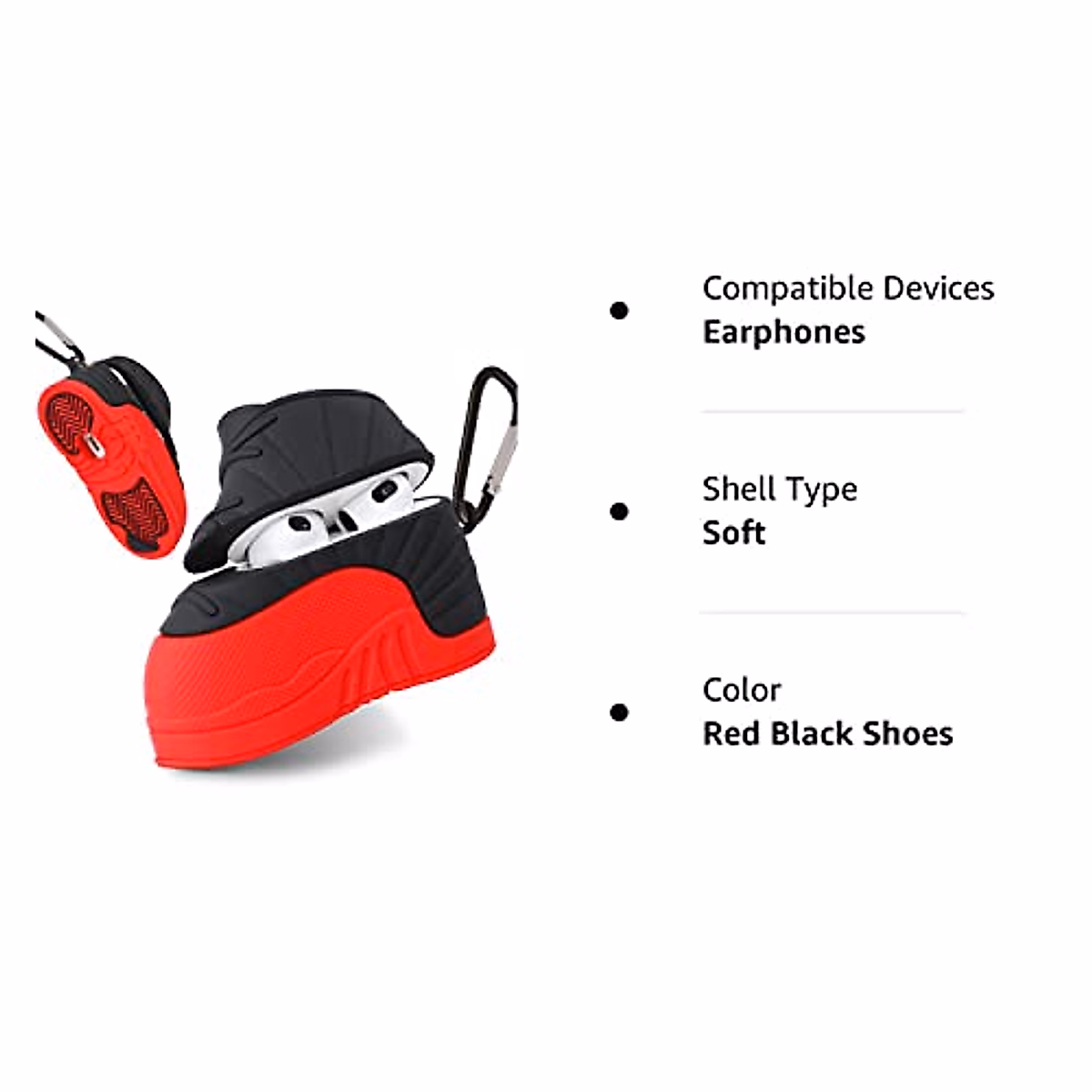 Oqplog for AirPod 3 3rd Generation Case Luxury for Air Pods 3 (2021) Cases Cover Hypebeast Funny Design Fun 3D Cute Trendy Unique Fancy Fashion Soft Silicone for Men Boys Girls Teen (Red Black Shoes)