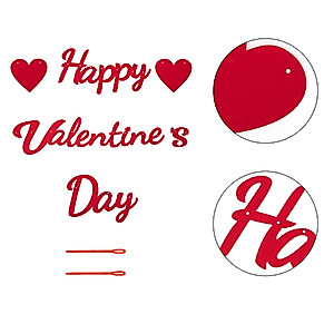 One Set of Valentines Day Decor Valentines Day Banners String Hearts Valentines Decoration Romantic Decorations Special Night DIY Felt Heart Decoration Letter Banner for Home Wedding Party Anniversary