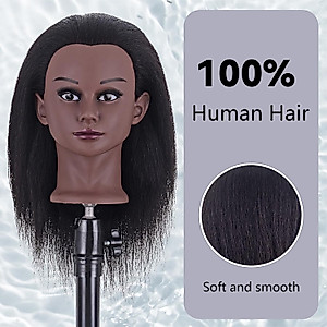 Mannequin Head with Hair 28“ Manikin Head Hairdresser Training Head Cosmetology Doll Head for Styling Braiding Practice with Clamp Stand (Blonde-5)