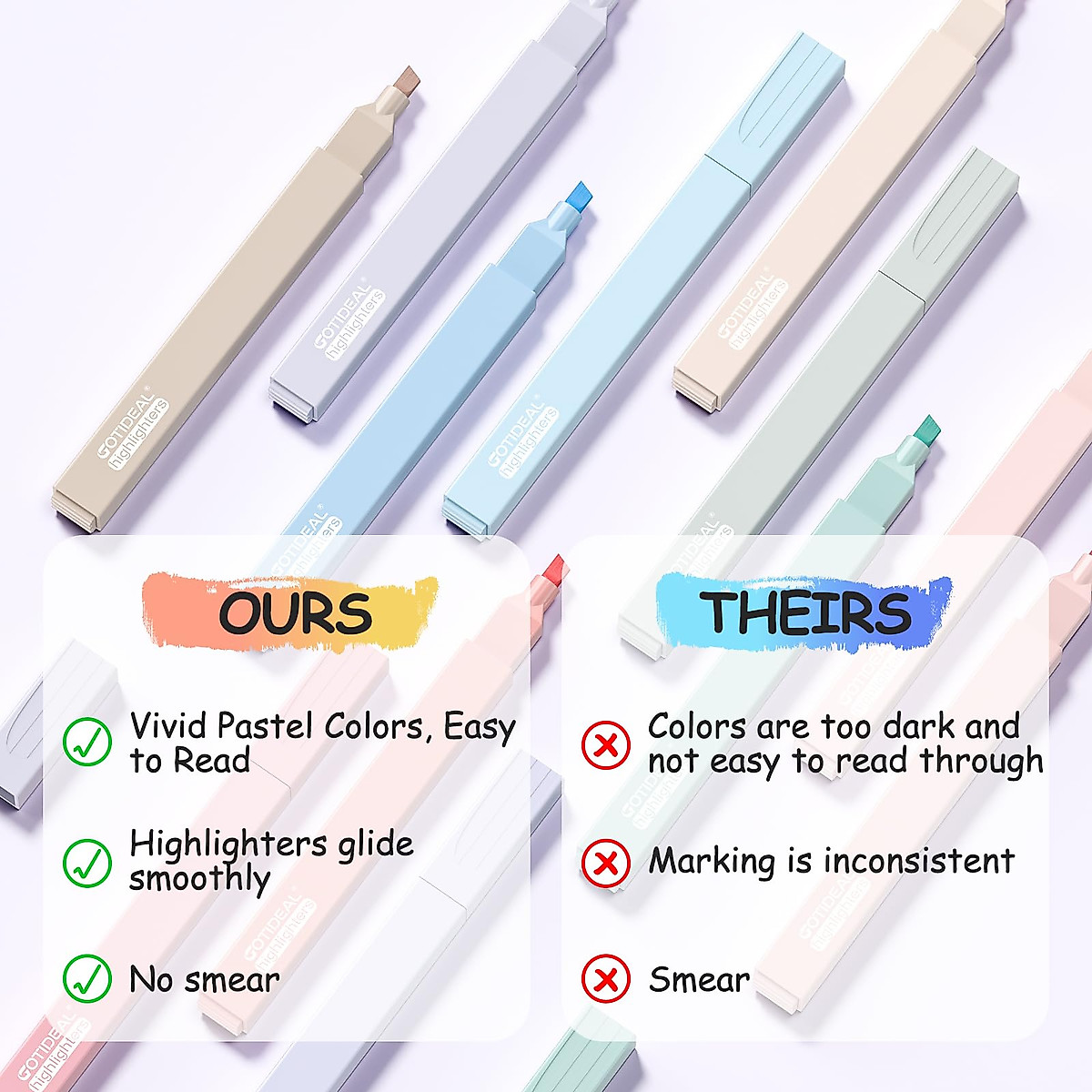 GOTIDEAL Aesthetic Cute Pastel Highlighters set, 12 Pack No Bleed Bible Highlighters With Soft Chisel Tip for office journal, School study accessory supplies