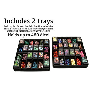 Forged Dice Co. Double Dice Tray Dice Case - Holds 40 Plastic Dice Storage Cubes or 14 Dice Per Section up to 560 Total Dice - Dice Tray and Display Case Compatible with Chessex Cubes and DnD Dice