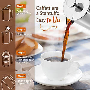 34oz French Press Coffee Maker, 1000ml Stainless Steel Double Insulated Cafetiere 8 Cup Espresso Coffee Press, Portable Coffee Plunger Pot for Home, Office, Camping