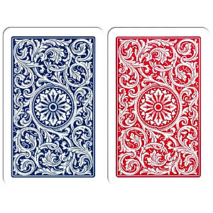 Copag 1546 Design 100% Plastic Playing Cards, Bridge Size (Narrow) Red/Blue (Jumbo Index, 1 Set)