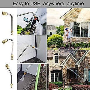 Selkie Pressure Washer Extension Wand Upgrade Power Washer Lance with Spray Nozzle Tips,30°,90°,120° Curved Rod, 1/4’’Quick Connect, Replacement for Anti-Leaked Ring 4000 PSI…