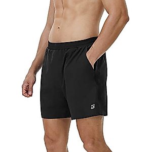 Roadbox Men's 5 Inch Running Athletic Quick Dry Shorts with Pockets for Workout Gym Exercise Black