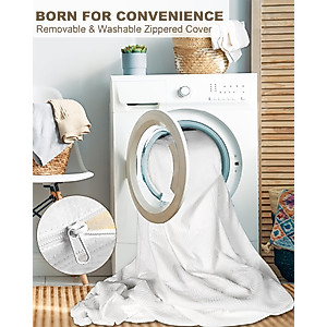 Zenzy 4" Twin Extra Long Firm Memory Foam Mattress Topper, [Removable] [Washable] Cover and [Adjustable] Straps, CertiPUR-US Certified Firm Mattress Topper Twin XL for College Dorm- White