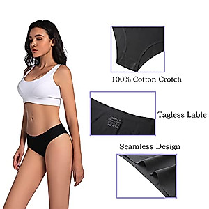 COSOMALL 6 Pack Women's Invisible Seamless Bikini Underwear Half Back Coverage Panties (US S, 6 Pack Seamless)