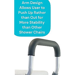 Essential Medical Supply Height Adjustable Shower and Bath Bench with Padded Arms and Textured Shower Chair Seat