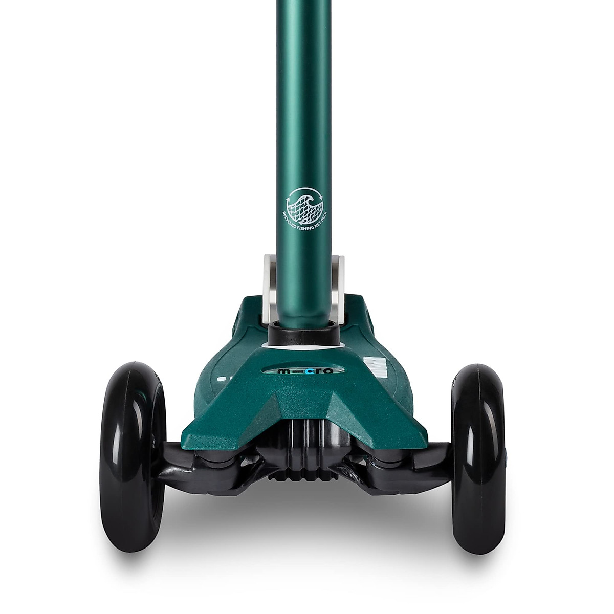 Micro Kickboard - Maxi Deluxe Eco 3-Wheeled, Lean-to-Steer, Swiss-Designed Micro Scooter Made with Recycled and Sustainable Materials for Elementary Kids, Ages 5-12 (Dark Green)