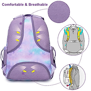 CAMTOP Backpack for Girls Luminous Water Resistant Lightweight School BookBag Casual Daypack for School Travel Hiking (Purple Butterfly)