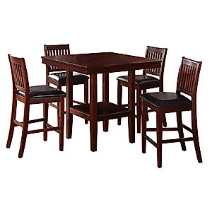 Homelegance Galena 5-Piece Counter Height Dining Set, Cherry
