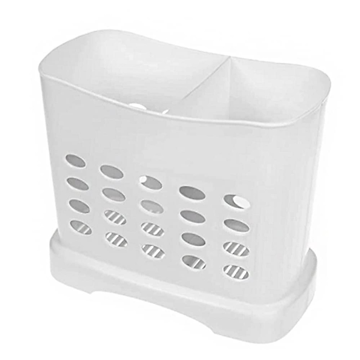KOREAC_ Kitchen Storage Chopsticks Holder Basket for Dishwashers L6.3” X H5.3” X W3” Plastic Drain Rack/Capacity 2 Divided Compartments