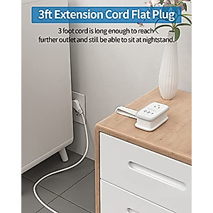 USB C Travel Power Strip, NTONPOWER Flat Plug Power Strip with 3ft Wrapped Around Extension Cord, 2 Outlets 3 USB Ports(1 USB-C) Cruise Ship Approved, Compact for Hotel, Travel Essentials Must Have