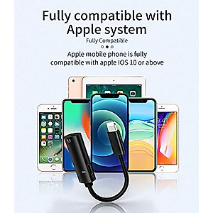 Headphone Adapter for Lightning to 3.5mm AUX Audio Jack and Charger Dongle Earphone Splitter for iPhone 11 12 Mini pro max xs xr x se 7 8 Plus Ipad Air Power Charging Connector Apple MFI Certified