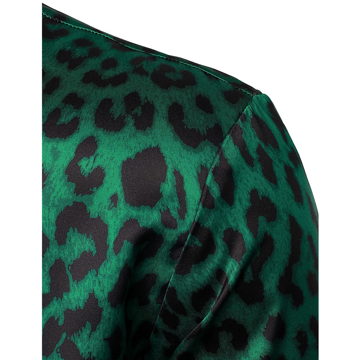 ZEROYAA Men's Hipster Leopard Printed Slim Fit Long Sleeve Button Up Satin Dress Shirts for Party Prom ZLCL36-108-Emerald XX-Large
