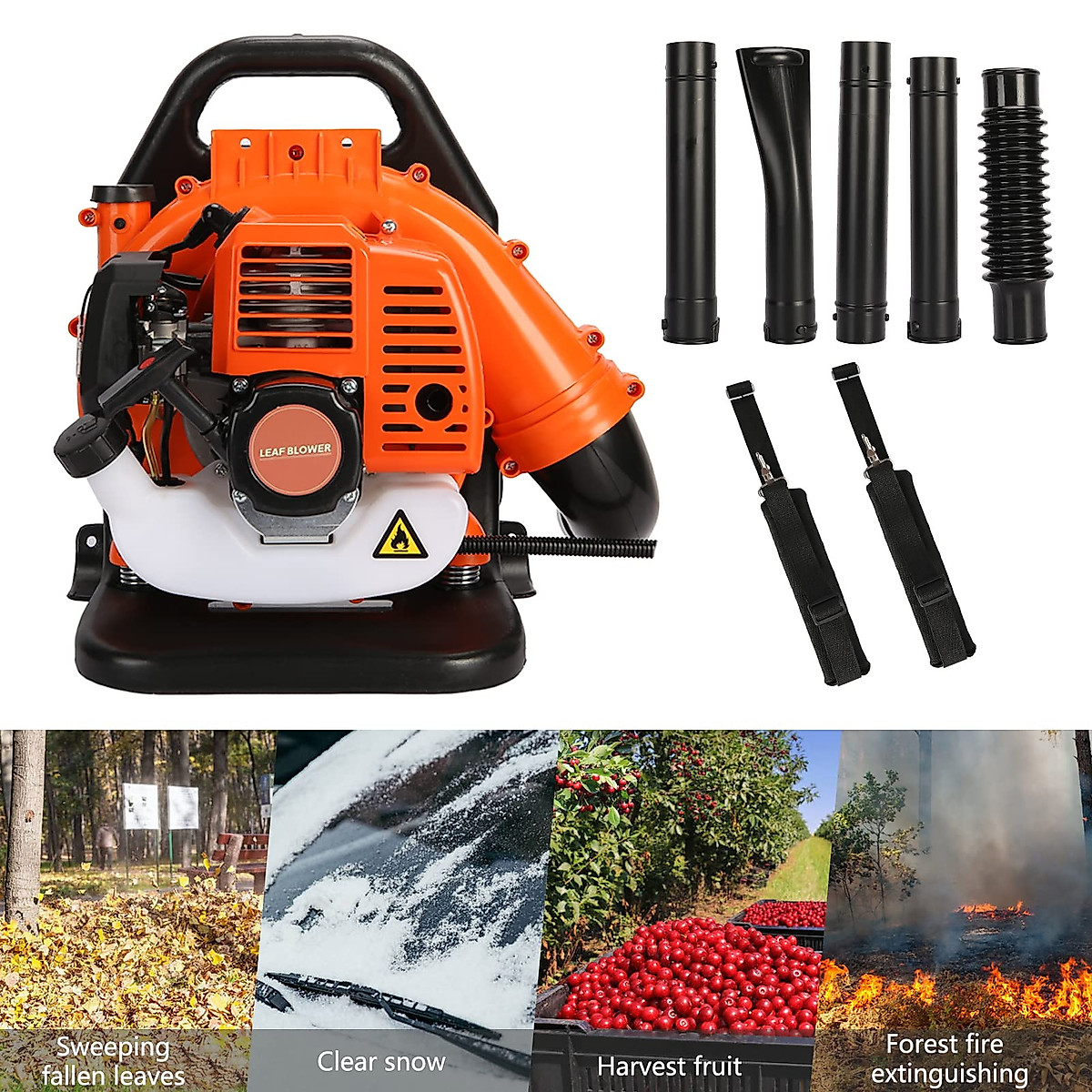 Leaf Blower,52CC 550CFM Air Volume Backpack Gas Powered Leaf Blower,Two-Stroke Gas Engine Leaves Blower ABS Backpack Snow Blower for Lawn Care from USA Fast Arrival