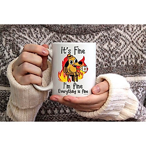 P Design House It's Fine Funny Coffee Mug, Funny Gifts for Women and Men. 11oz Coffe Cup (White)