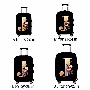 WUJIAONIAO Stretch Printed Suitcase Cover Washable Luggage Protector Fits 18-32 Inch Luggage Letter pattern (S (for 18-20 inch luggage), Letter J)