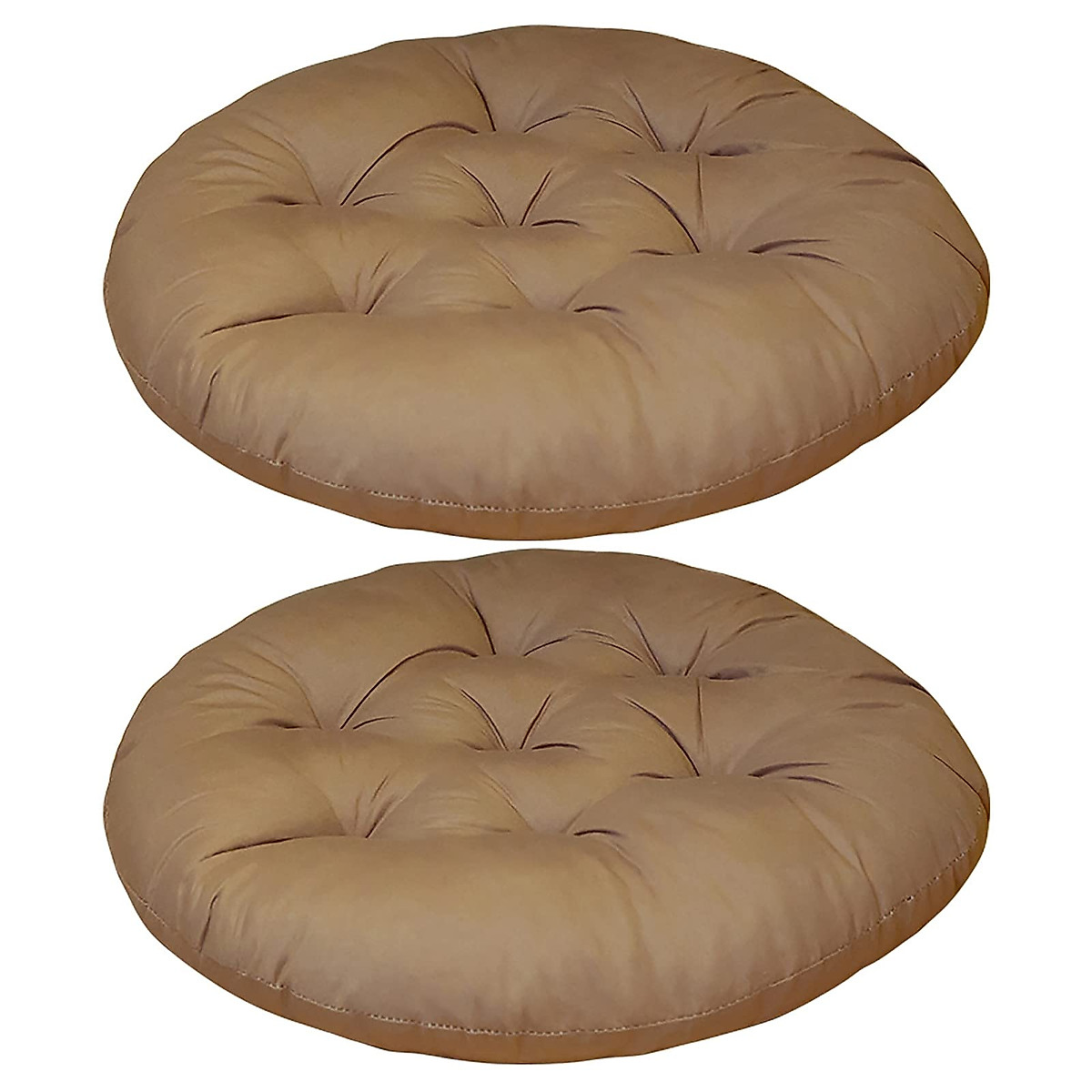 Generic Round Chair Cushions Set of 2 16 inch Comfortable Fluffy Tufted Round Chair Pads Outdoor All Weather Bistro Seat Cushions for Kitchen Home Bar Stool Garden Pation Furniture Brown