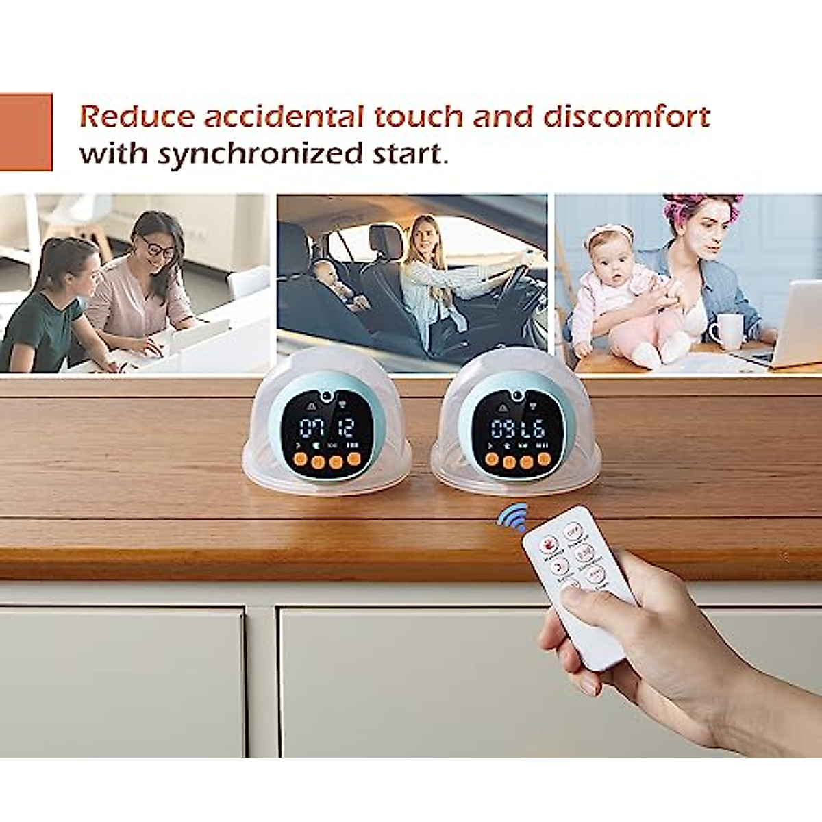 Hands Free Breast Pump︱Remote Control︱FDA Registered︱No Leakage, Painless︱3 Modes & 12 Levels︱Compact and Portable︱Wearable Breast Pump for Housework, Office, Travel or Car Use︱2Pcs(Model: RH-338)