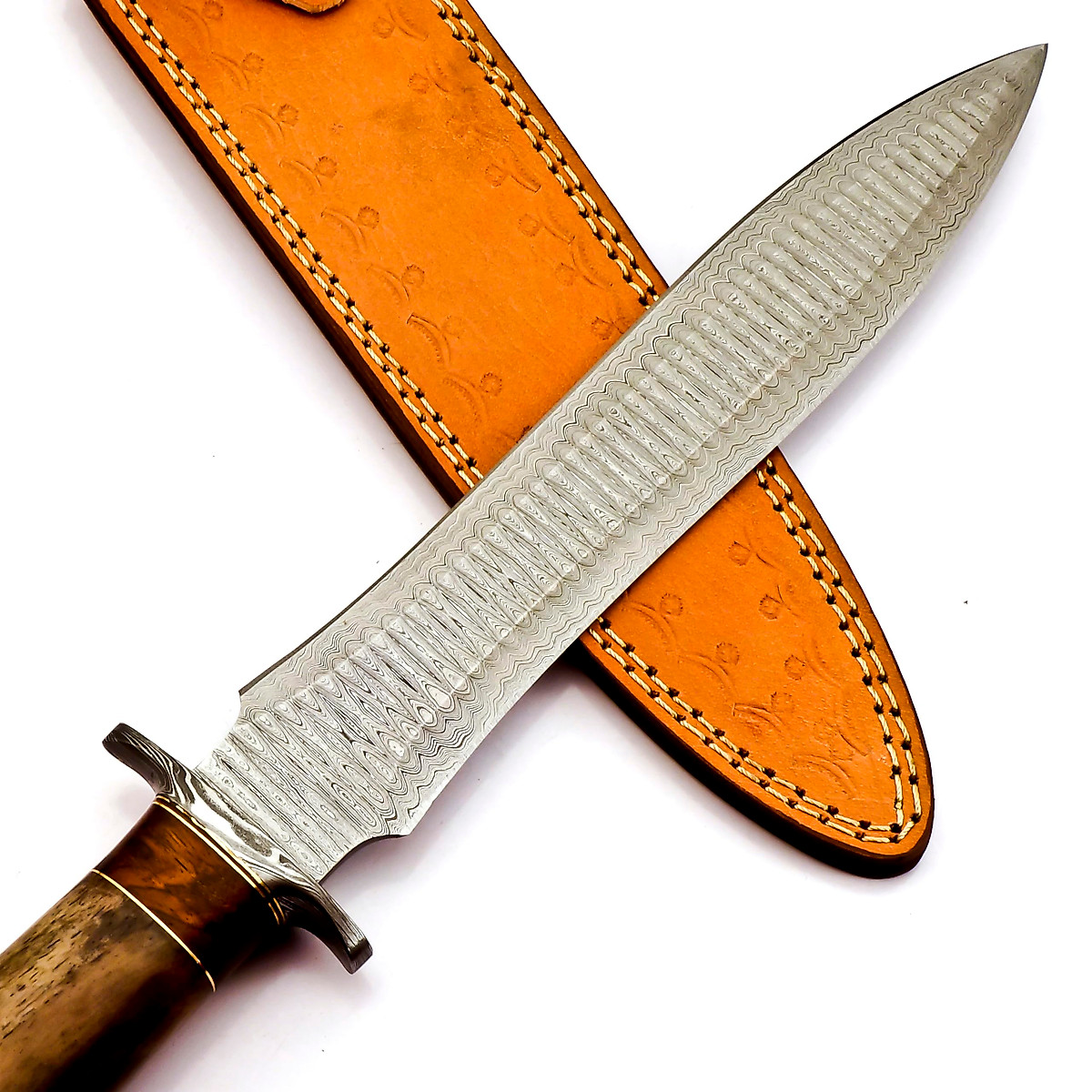 UK UNIQUE SHARP KNIVES Damascus Steel Dagger Knife DK.4012 - Beautiful Rose Wood & Black Micarta Handle