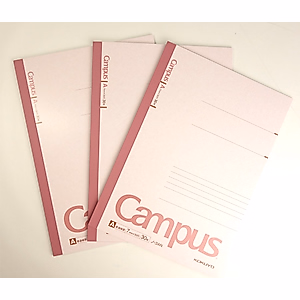 KOKUYO Campus Notebook, A 7mm Ruled, Semi-B5, 30 Sheets, 30 Lines, Pink, Pack of 3, Japan Import (NO-3ANX3)