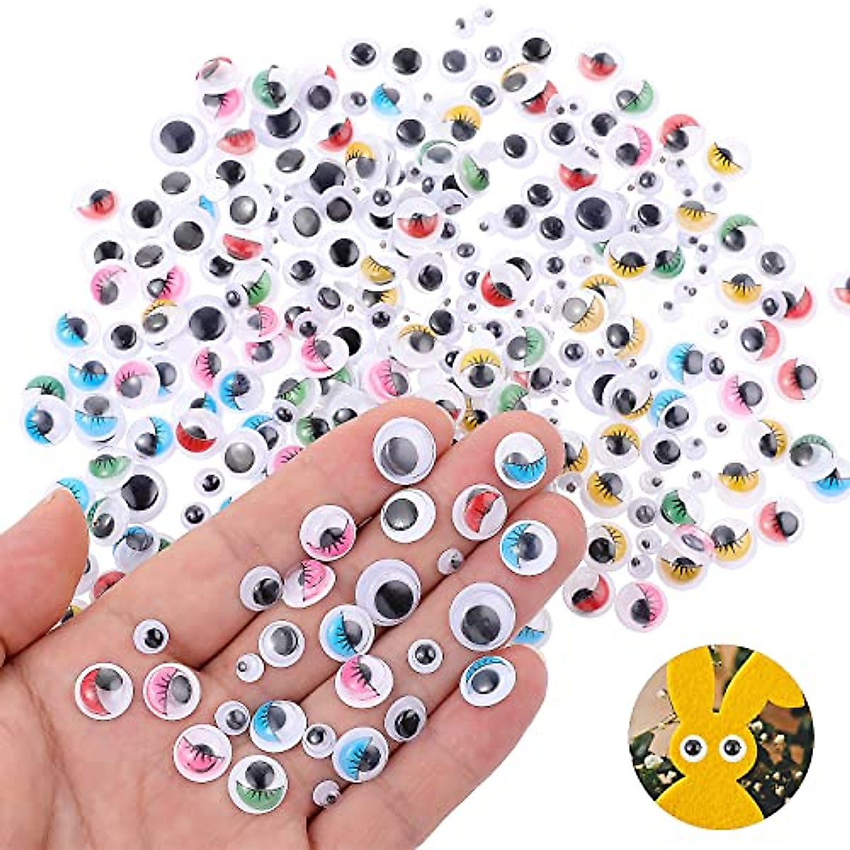 Stick on Eyes for Crafts, 700Pcs Assorted Size 4-12mm Self-Adhesive Googly Eyes Wiggle Eyes Craft Eyes